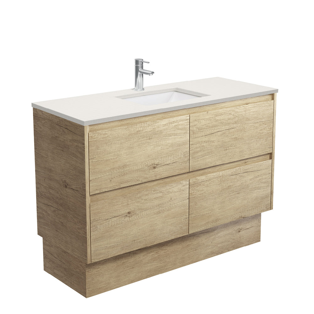 Sarah Roman Sand Undermount 1200 Amato Scandi Oak Vanity on Kick ...